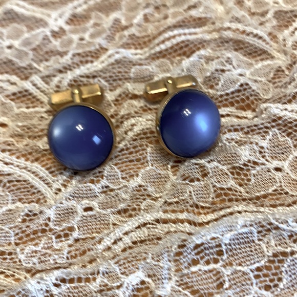 SWANK | Accessories | Vintage 94s50s Swank Round Domed Blue Lucite Gold ...